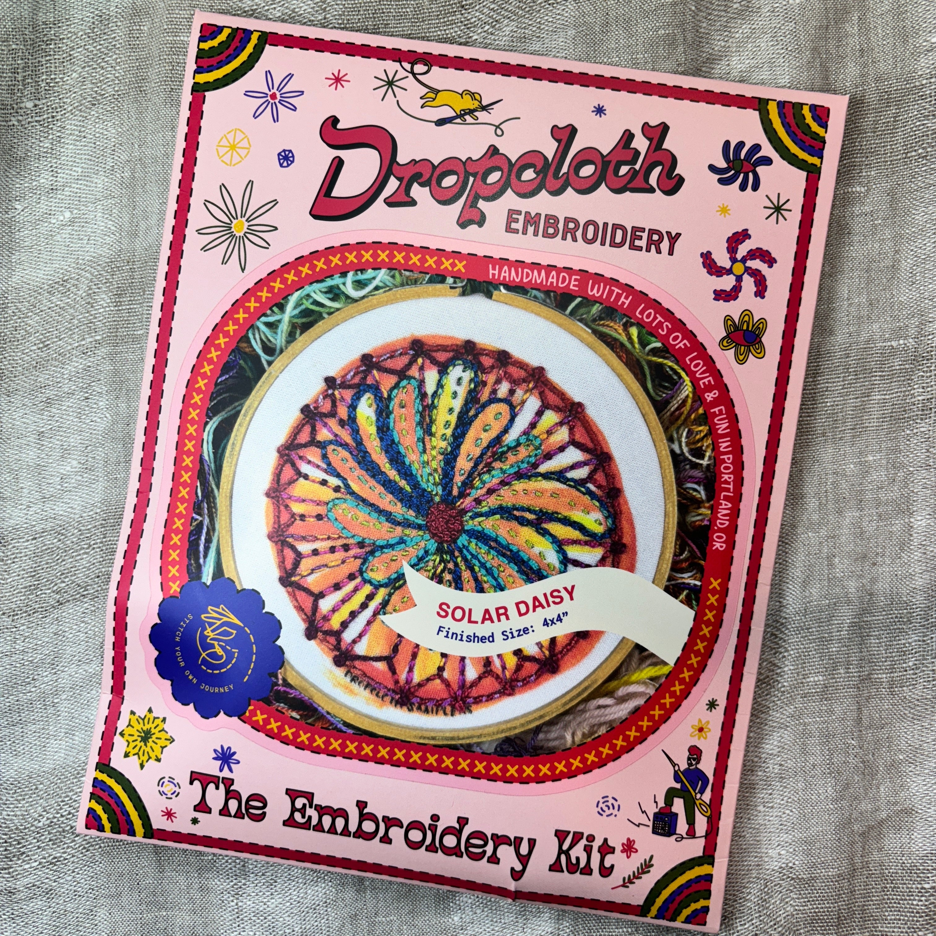 Solar Daisy Embroidery Kit – dropclothsamplers